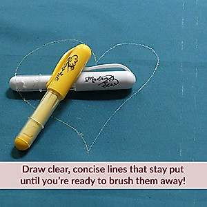 Madam Sew Chalk Fabric Marker for Sewing, Quilting & Crafting | Yellow | Tailors Liner Pen Creates Consistent Erasable Lines with Dosing Wheel Technology | Works on Cotton, Knit, Suede & All Fabrics