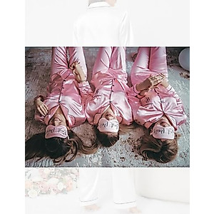 LecGee Couples Matching Pajamas Set Button Down Sleepwear Long Sleeve Loungewear Silky Satin 2 Piece Pjs Men/Women Pink Large