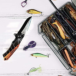 Spring Assisted Pocket Knife with Clip, Folding Pocket Knife - Decorative Metal and Wood Handle Grip