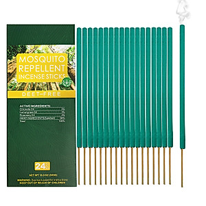NatShield 24 Pcs Mosquito Repellent Incense Sticks, Citronella Incense Sticks Outdoor, Deet Free Natural Mosquito Killer Mosquito Repellent Outdoor Patio, Camping, Fishing, Yard, Green