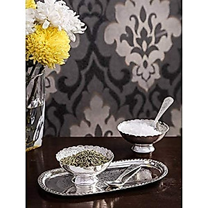 Handmade Designer Silver and Golden Color 1 Tray 2 Round Shaped Bowl Set And 2 Spoon Dry Fruit Bowl Set Diwali Christmas Festival Gifts