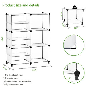 FUNLAX Cube Storage Organizer, Plastic Storage Cube with Divider Design, Interlocking Closet Organizer and Storage Shelves, DIY Square Closet Cabinet Shelves Bookshelf for Bedroom Home Office White