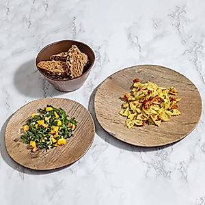 Melamine Dinnerware Sets - 12 pcs Melamine Plates Outdoor Plates Summer Plates and Bowls Sets Melamine Plates Ideal Camping Dish Set Dinnerware Set for 4 Dishwasher Safe (Wood Grain)