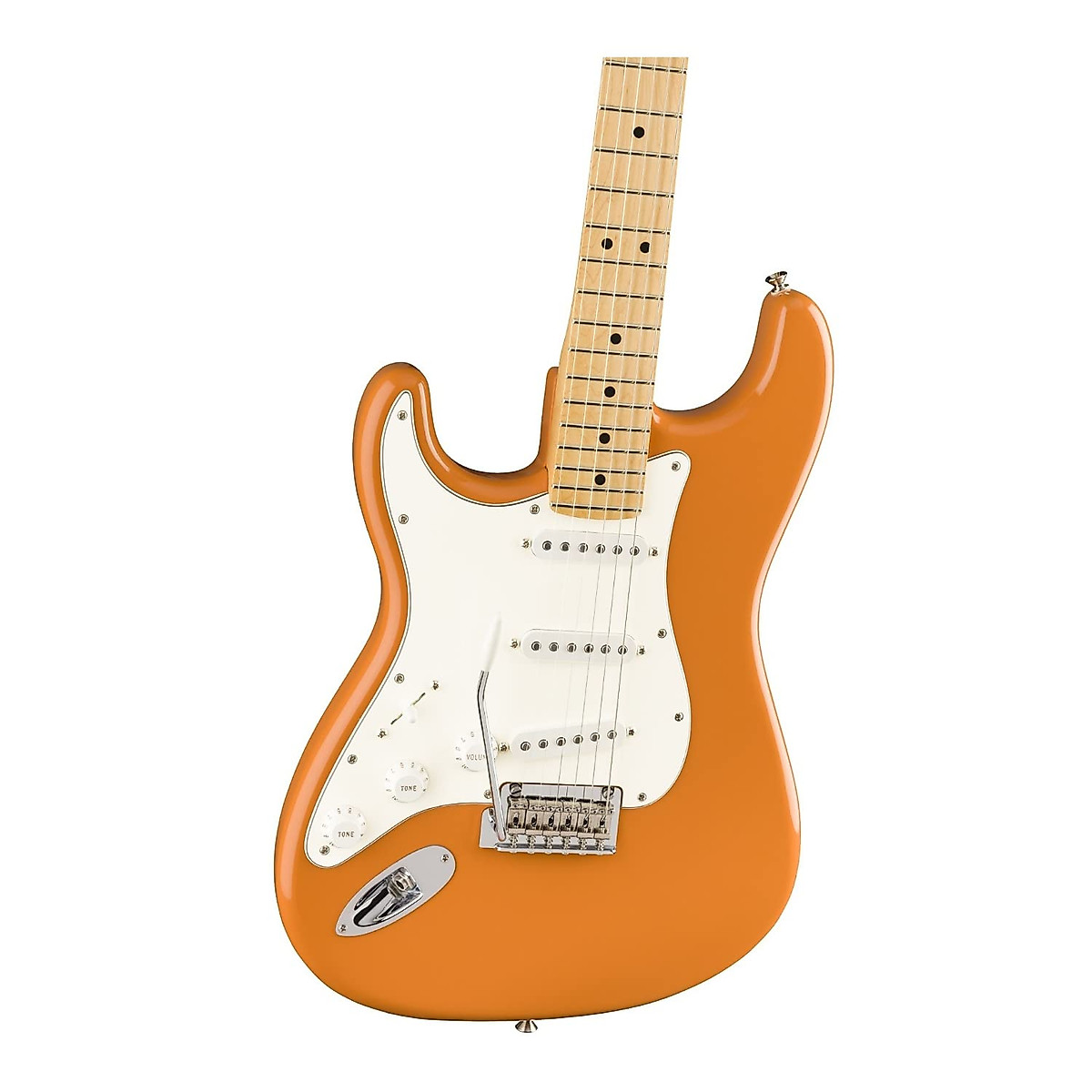 Fender Player Stratocaster SSS Electric Guitar, Capri Orange, Maple Fingerboard, Left-Handed