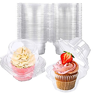NPLUX 100 Pack Individual Cupcake Containers Plastic Cupcake Boxes Cupcake Holders Stackable Deep Dome Cupcake Carrier