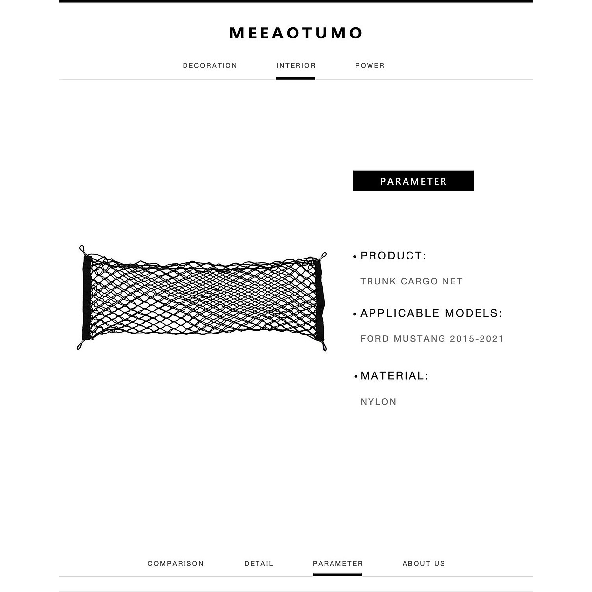 Trunk Cargo Net Accessories for Ford Mustang 2015-2024