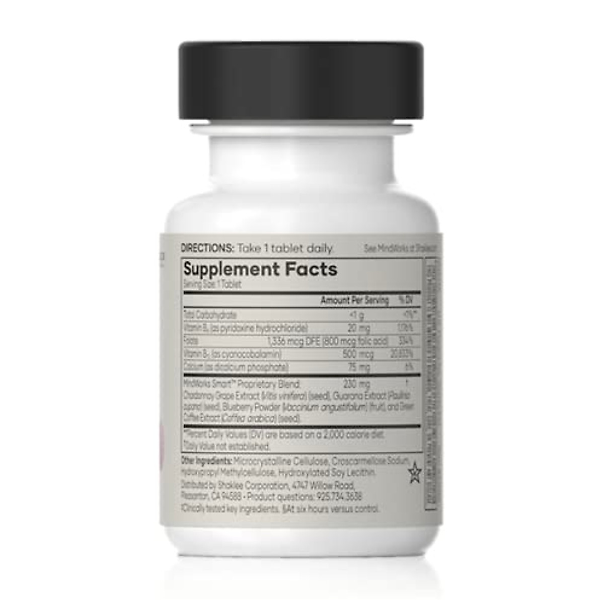 Shaklee MindWorks® - Brain Health Supplement for Brain Sharpness & Focus - Supported Nutrients & Extracts - Chardonnay Grape Seed Polyphenols, Guarana Extract, Vitamins B6, B12, Folate - 30 Tablets