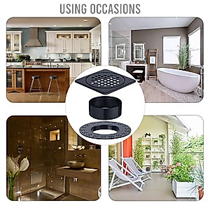 UNI-DRAIN Shower Drain Square 4 Inch with Flange, Drain Grate Kit Replacement 304 Stainless Steel Compatible with Schluter Systems kerdi Shower Drain CUPC Certification, Matte Black