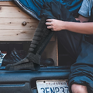 SAMSOX 2-Pair Merino Wool Ski Socks, Gray/Black L