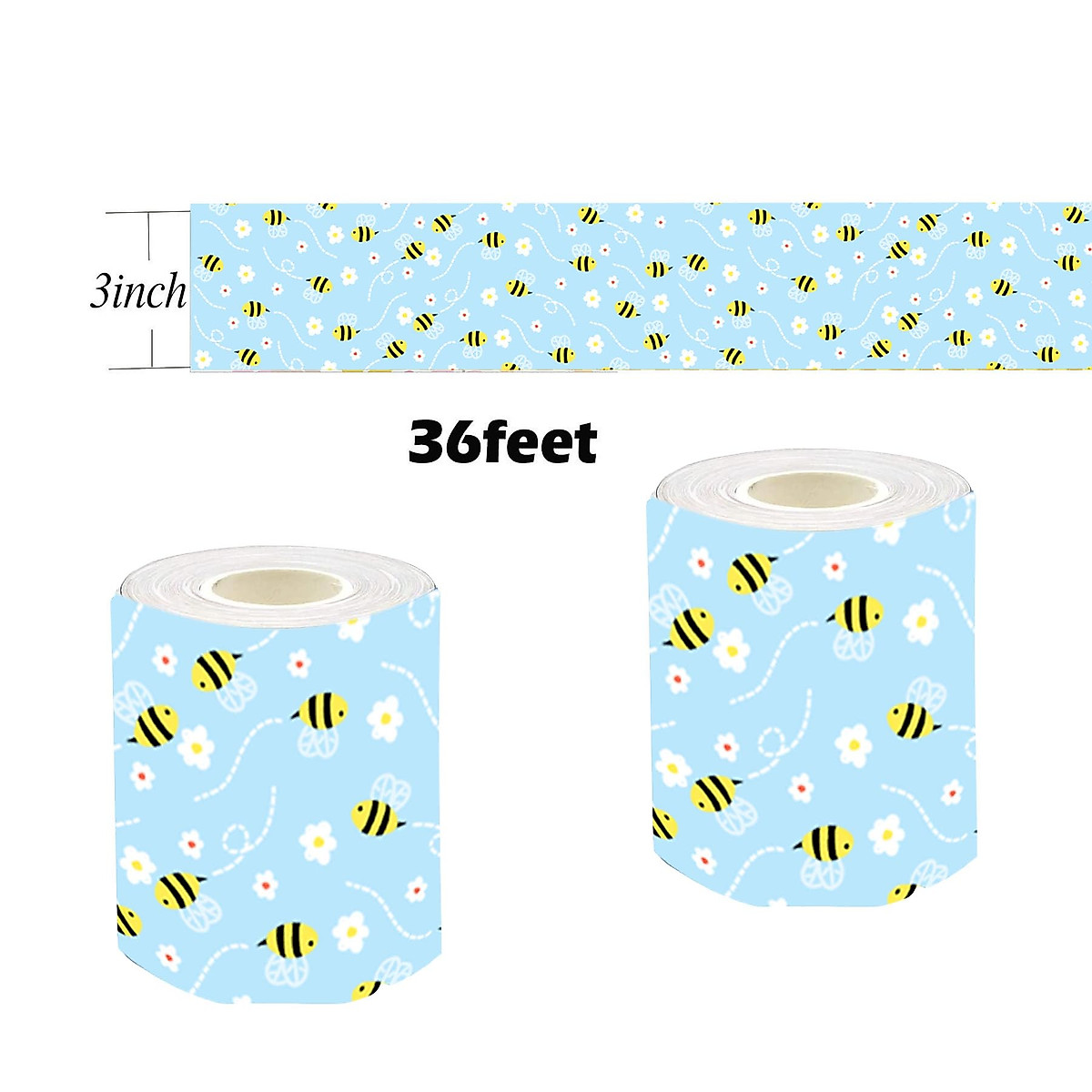 Blue Bee Bulletin Board Borders Back-to-School Decoration Borders 36FT Classroom Rainbow Straight Pencil Bulletin Borders Strips for Photo Wall,Desks,Bulletin Board,White Board Décor