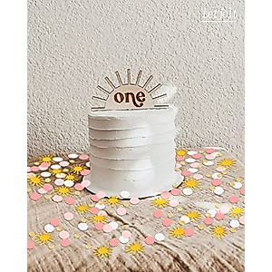 Golden Pink White Sunny Dots Confetti Girl Birthday Pink Scatter Table Decoration for Baby Shower First Trip Around the Sun Theme Party Bridal Shower Boho Wedding Classroom Nursery Supplies 150 Pcs