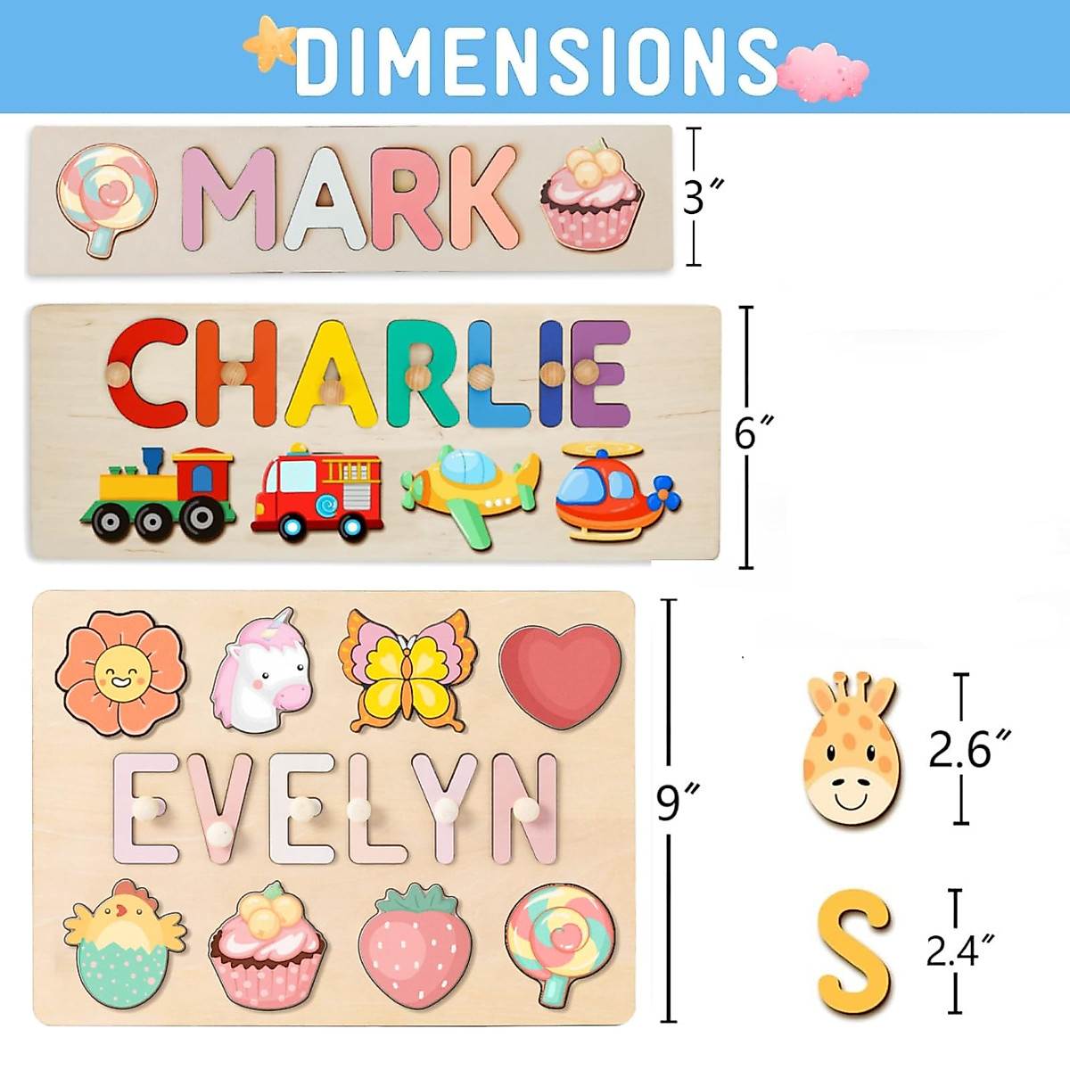 Name Puzzle for Kids Personalized, Easter Basket Stuffers for Toddler, with Gift Wrapping and Customizable Blessing on The Back