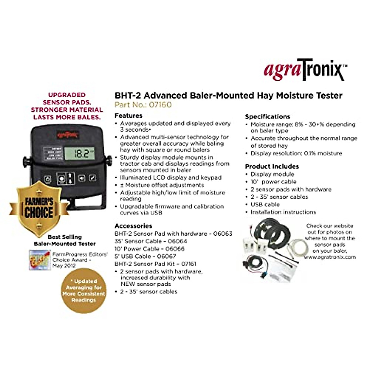 Agratronix BHT-2 Advanced Baler-Mounted Hay Moisture Tester