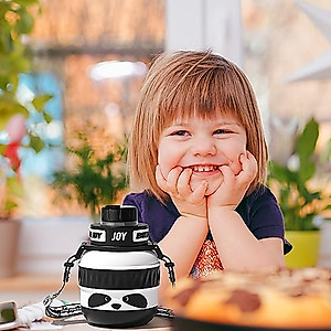 BOTTLE JOY Stainless-Steel Water Bottle: Kids Water Bottle, Leakproof Lid, Perfect Sip, Double Insulated, Eco-Friendly, Dishwasher Safe & Stylish Strap, Gifts for Kids (Panda, 16 oz)