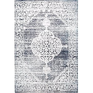Home Dynamix Nicole Miller Patio Sofia Magnolia Indoor/Outdoor Area Rug 5'3"x7'2", Distressed Medallion Navy Blue/Ivory