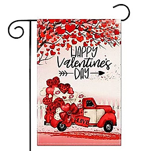 Valentines Day Garden Flags 12 x 18 Inch Double Sided Garden Yard Flag Decor Winter Burlap Mini Outdoor Flags for Outside Holiday Party Decorations