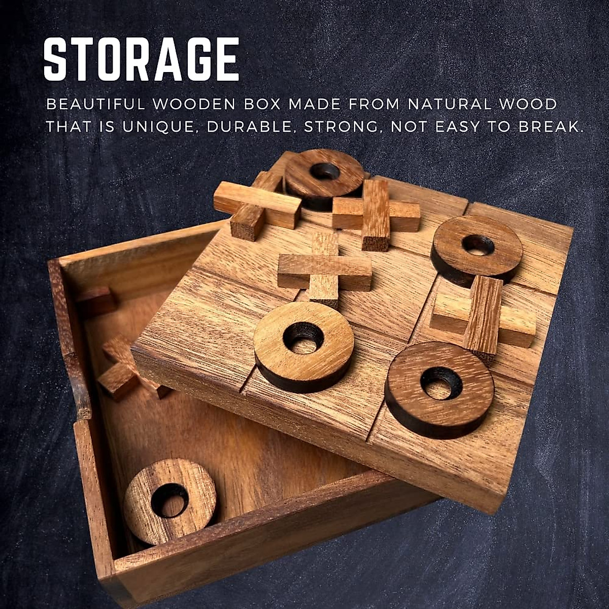 NUTTA - TicTacToe Wooden Game Size 5.5 X 5.5 inches Tic Tac Toe Wooden Board Games Coffee Table Desk Toy Fun Game Friends and Family Adult Games Travel Backyard Indoor Outdoor Decorative Decor Room