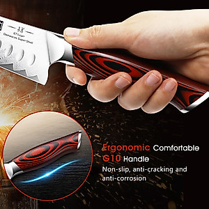 HOSHANHO Damascus Santoku Knife, 7 Inch Professiona Kitchen Knife，VG-10 Damasucs Steel Ultra-Sharp Santoku Chef Knife with Ergonomic G10 Handle