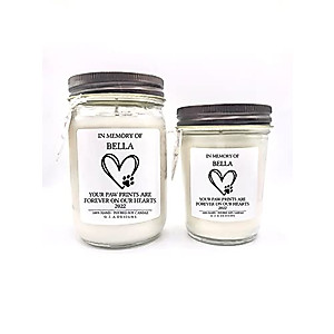 Pet Memorial, Pet Sympathy, Pet Loss, Dog, Cat Animal | Gift | Personalized l Name I Custom l 8oz Or 12oz In Memory of Soy Candle