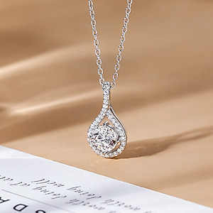 EAMTI 925 Sterling Silver Necklace for Women Cubic Zirconia Round Cut 1.25CT Pendant Necklace Dainty Jewelry Gifts for Women Mother's Day/Birthday/Anniversary Day/Valentine’s Day