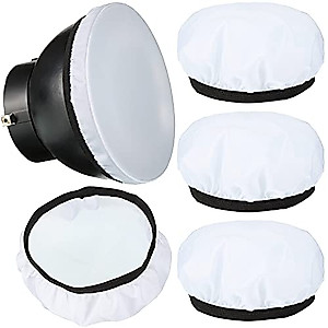 4 Pieces Diffuser Lamp Sock Soft Diffuser Lamp Cover 7 Inches/ 18 cm Standard Cloth Diffuser Light Sock Lampshade Reflector Lamp Sock for Strobe Flash Light Speedlite (White)