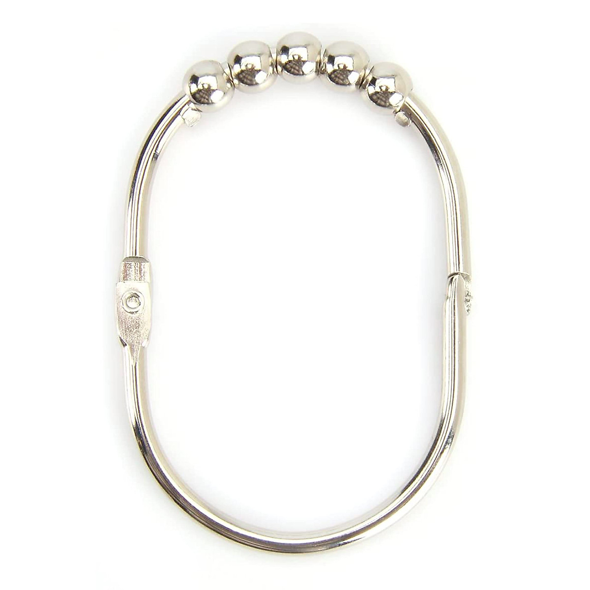 2 Lb. Depot Wide Shower Curtain Rings - Set of 12 Easy Glide Rollers with Polished Nickel Finish - Stainless Steel Shower Hooks for Straight and Curved Rods - Decorative and Durable for Any Bathroom