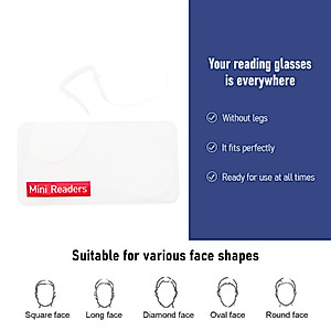 DXYXYO Armless Thin Reading Glasses for Men and Women Mini Lightweight Legless Clip on Nose Readers 3 Pack, +1.5