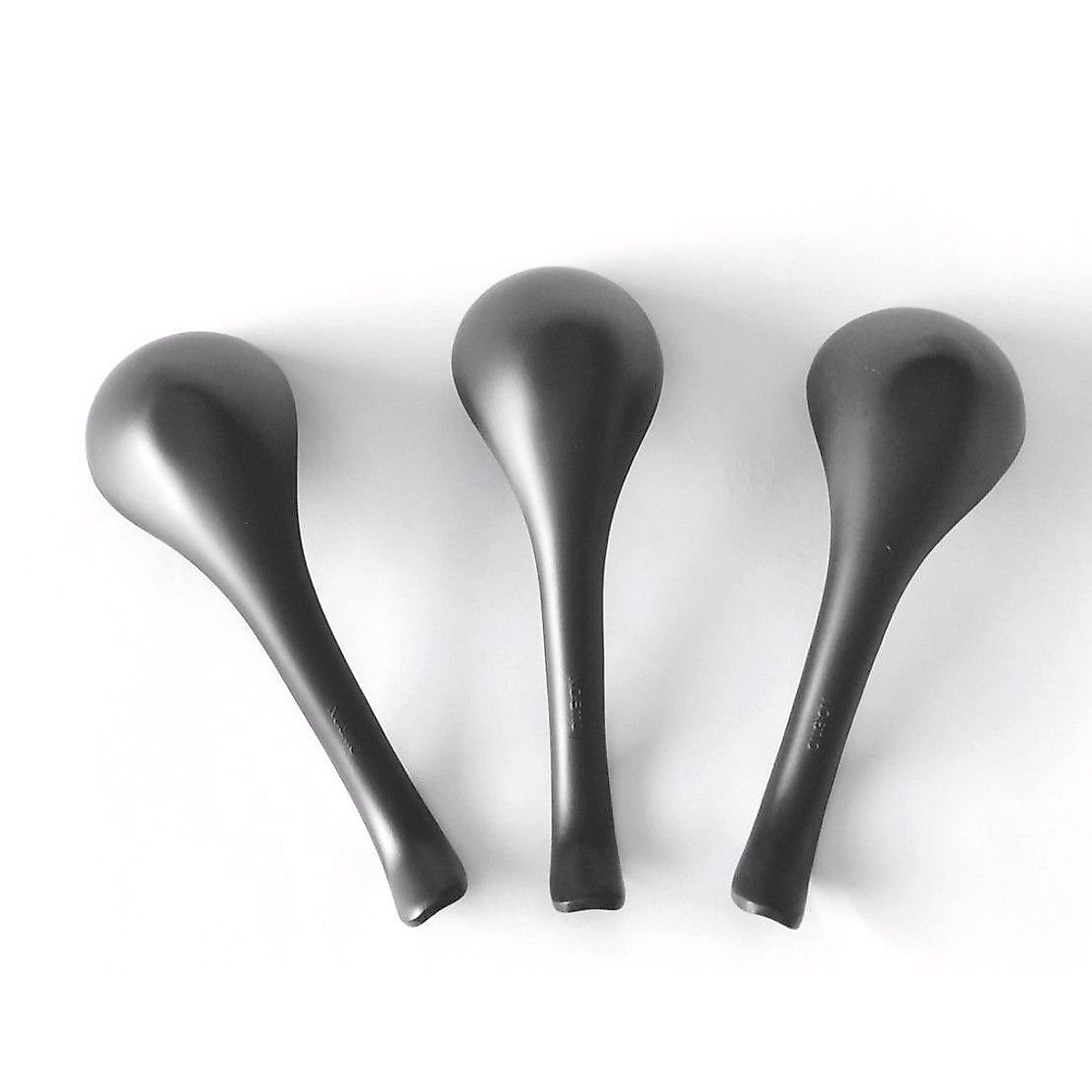 Lucky Star Melamine Japanese Ramen Vietnam Pho Noodle Soup Serving Spoons Utensil, 6.5” Length, Black (48)