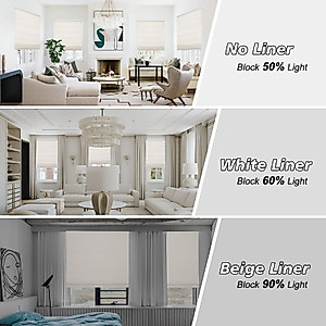 Cordless Blackout Roman Shades Window Blinds, Linen Cream Window Roman Blinds, Custom Washable Roman Shade for Window, Door Window, Bathroom Window