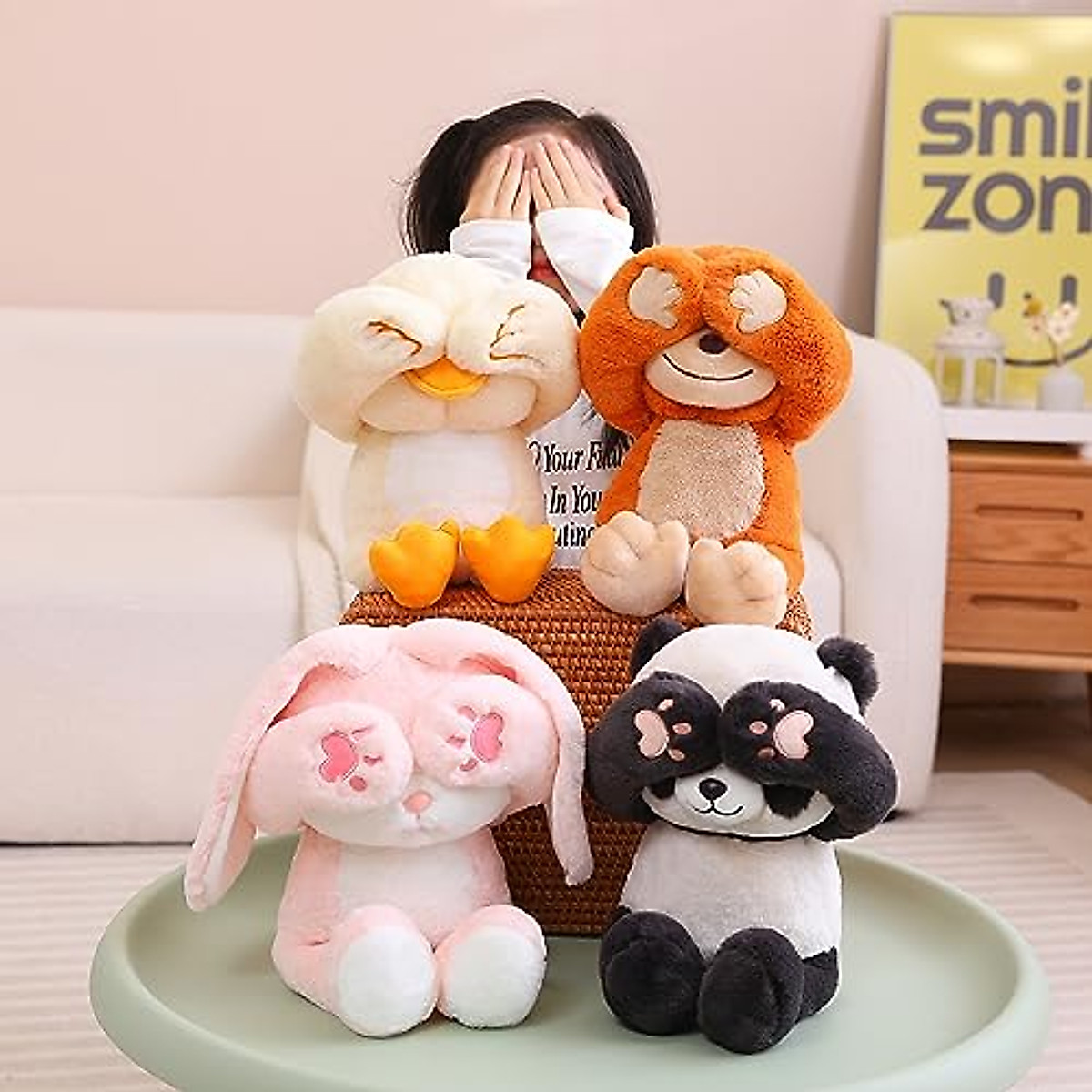 Baby Dinosaur Stuffed Animals, 16" Soft Plush Dinosaur Toy Cute Interactive Hide and Seek Plush Toys Newborn Shower Birthday Gifts for Kids and Adult