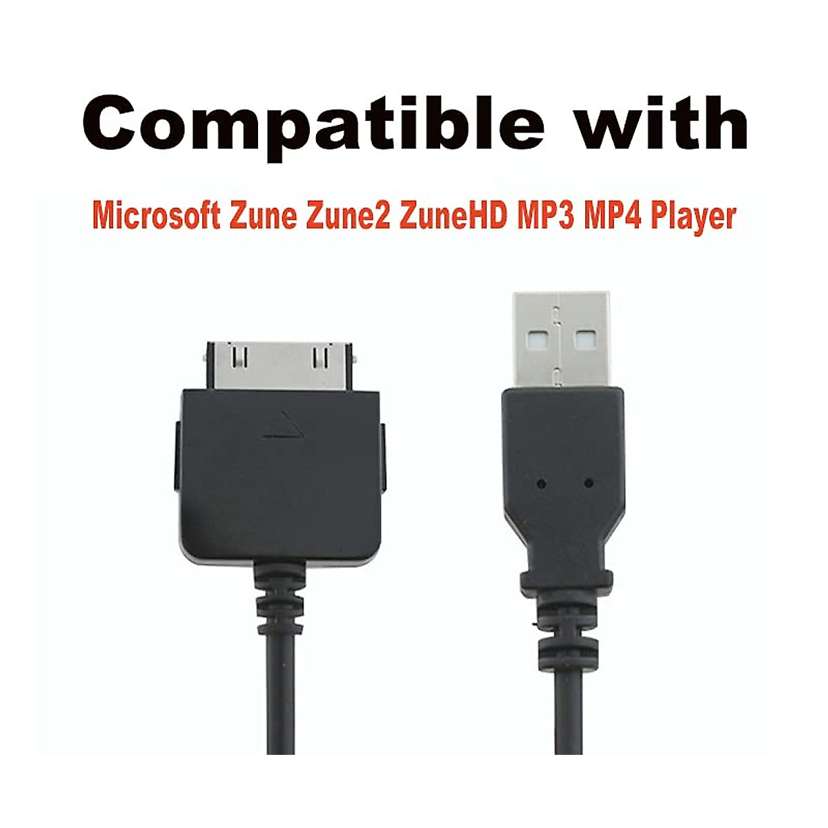 Replacement USB Sync Data Transfer Charging Cable Copper Wire Charger Cord Compatible with Microsoft Zune Zune2 ZuneHD MP3 MP4 Player (3.3ft/Black)