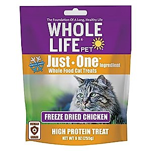 Whole Life Pet Freeze Dried Chicken Cat Treats - Human Grade - One Ingredient - Sourced and Made in The USA
