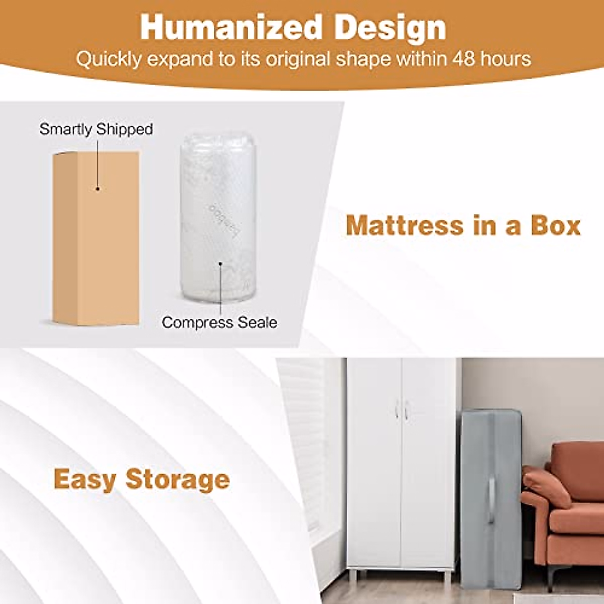 KOMFOTT 4” Tri-Folding Mattress with Storage Bag Queen Size, Cool Gel Memory Foam Mattress with Bamboo Cover, Portable Floor Mattress for RV’s, Camping, Sleepovers, Guest Room, CertiPUR-US Certified