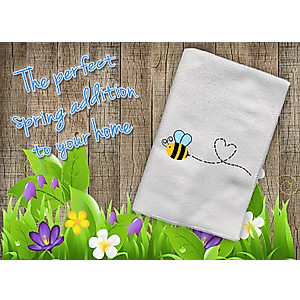 Decorative Kitchen and Bath Hand Towel | Spring Bees Yellow and Black | Fall Summer Garden Themed | Home Decor Decorations | House Gift Present