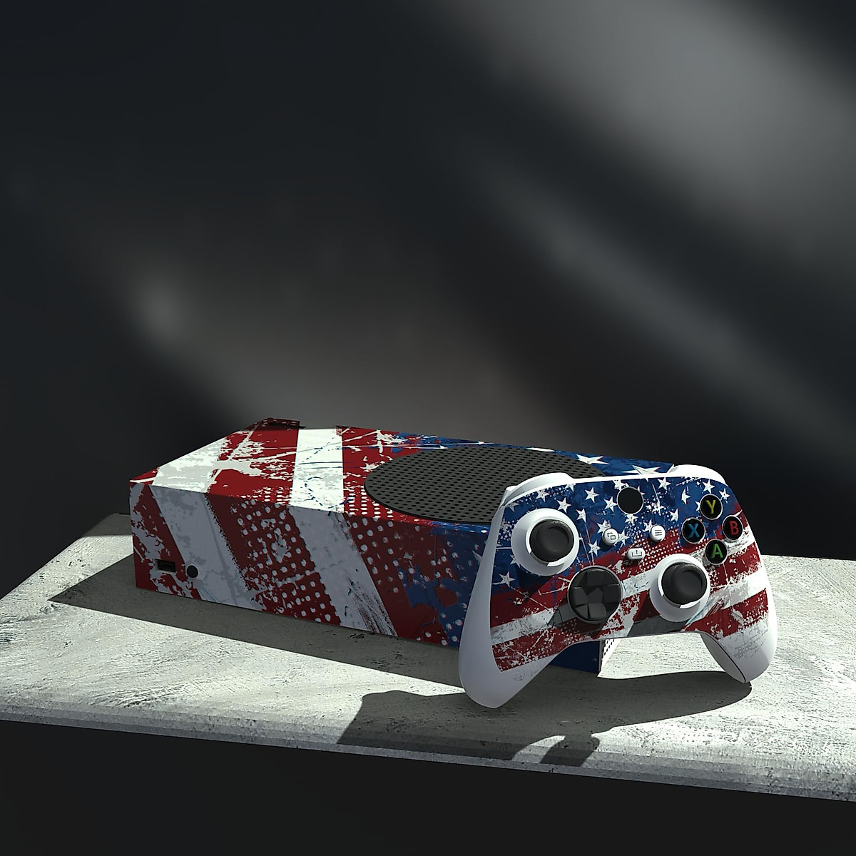 PlayVital Impression US Flag Custom Vinyl Skins for Xbox Core Wireless Controller, Wrap Decal Cover Stickers for Xbox Series S Console Controller