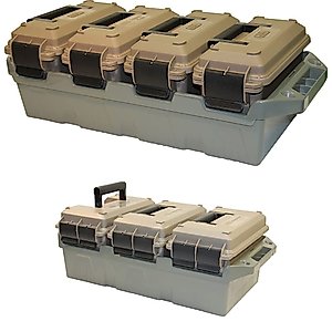 MTM AC4C Ammo Crate (4-Can) Brown, 30 caliber & MTM AC3C 3-Can Ammo Crate 50 Caliber, Tan, UNKNOWN