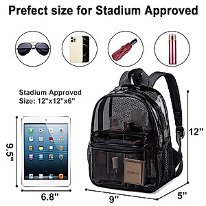 Clear Mini Backpack Stadium Events 12x12x6 Small Transparent Backpacks Plastic See Through Bag for Work Festival Security Travel
