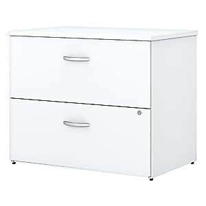 Bush EO109WHSU 2-Drawer Lateral File Cabinet Locking Ltr/Lgl Pure White 35.67-Inch
