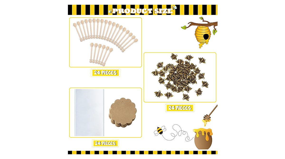 Shappy 96 Pcs Wood Honey Dipper Set for DIY Gifts