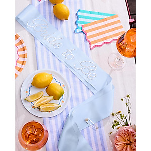 xo, Fetti Bachelorette Blue Pearl Bride to Be Sash | Bach Party Decorations, Engagement Supplies, Something Blue Bridal Shower Gift, Bridesmaid Favors