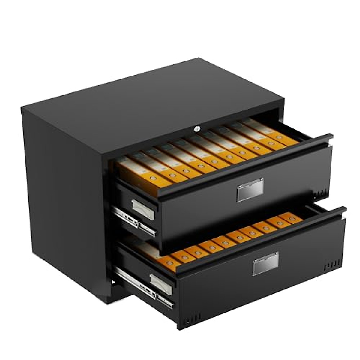 kingwolfox Lateral File Cabinet with Lock, 2 Drawers Large Metal Filing Cabinet, Home Office Lockable File Storage Cabinet for Hanging Legal/Letter A4/F4 Size.