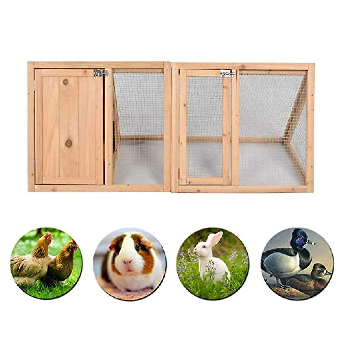 Ecolinear Rabbit Hutch Wooden Bunny Cage A-Frame Chicken Coop for Small Animals (46E)