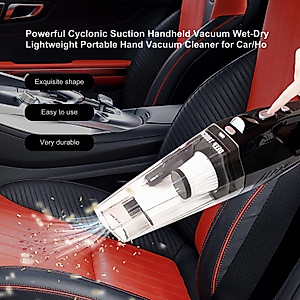 Deep Touch Car Vacuum Cleaner High Power Handheld Vacuum LED 12V Car Vacuum Auto Accessories Cleaning Kit for Car Interior 16 Ft Cable