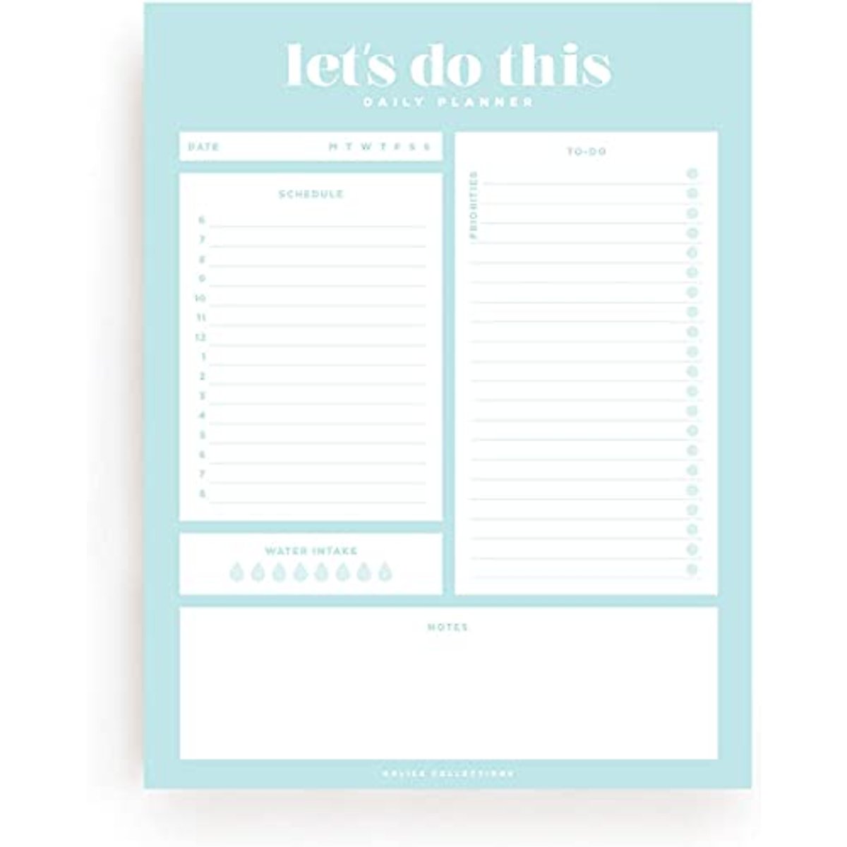 Bliss Collections Daily Planner, Let's Do This, Daily Notepad with Undated Sheets, Helps Organize and Track Health, Productivity, Appointments, Tasks and Goals, 8.5"x11" Tear-Off Sheets (50 Sheets)