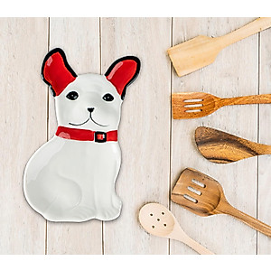 Dog Spoon Rest For Stove Top Spoon Holder For Kitchen Counter Puppy Cooking Spoon Rest White Ceramic Utensil Rest