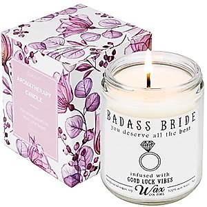 STORALIT Badass Bride Gifts Lavender Scented Candles Jar Tribe Gift,Bride to Be Gifts Funny Candle Bridal Shower Soy Candle, Gift for Bride, Engagement Gift, Wedding Gift,Best Friend Gift