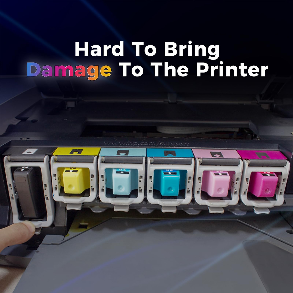 HOTCOLOR 02 Ink for HP 02 HP 02 Ink Cartridges for HP C6280 Ink cartridges Photosmart c7250 Ink C7200 C6180 C5280 (12 Pack + 1 Black)