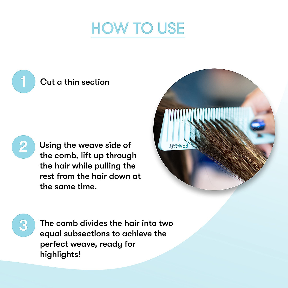 Framar Dreamweaver Highlight Comb Set – Combs for Hair Stylist, Highlighting Comb, Hair Dye Comb, Hair Highlighter Comb with Metal Pick, Balayage Comb - 3 Pack Pastel