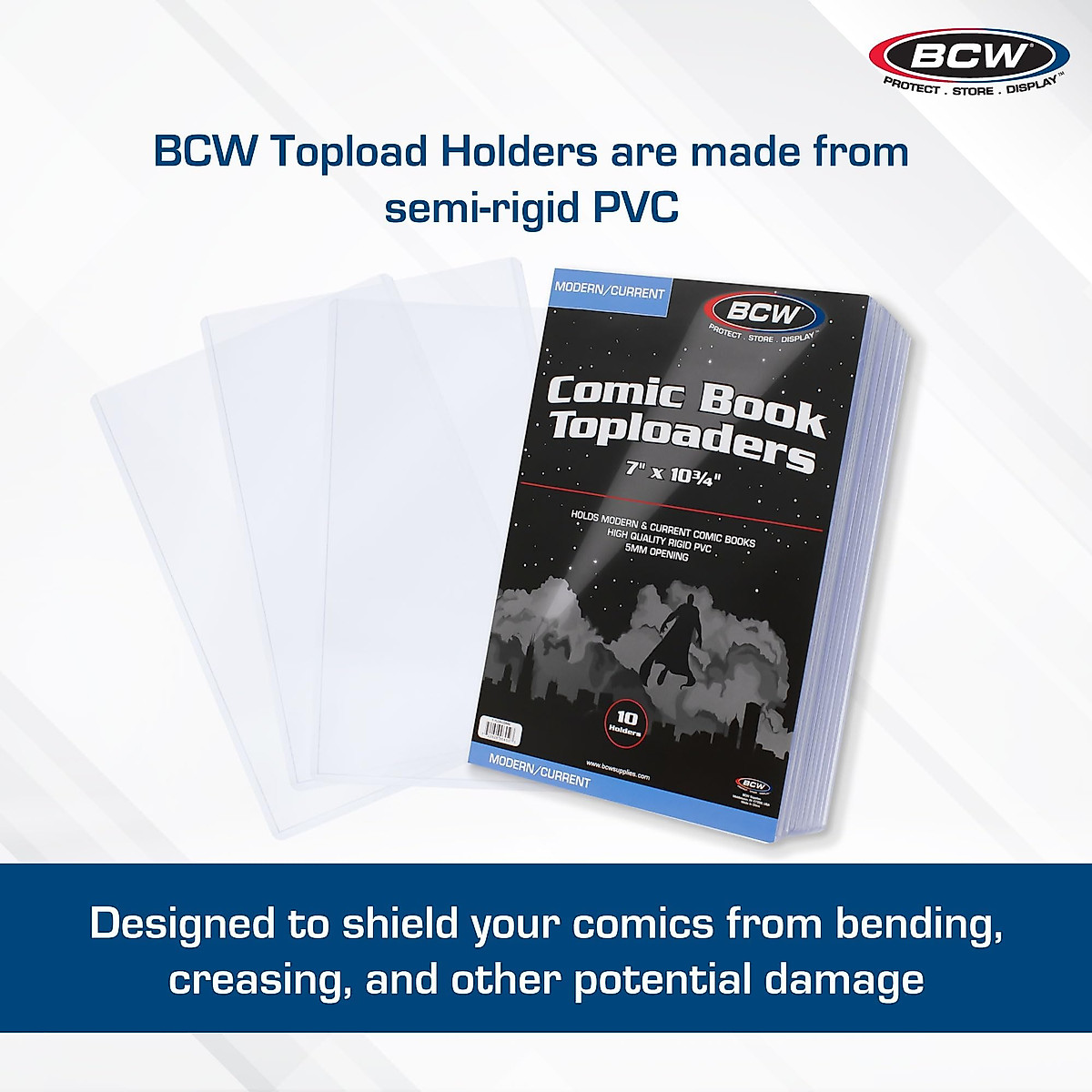 BCW Current Comic Book Top Loaders - 10 ct | Premium PVC Holders for Modern Comics | Crystal Clear Protection for Single Issues | Display, Store, Ship with Confidence | Comic Book Toploader Rigid
