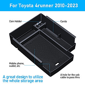 DIAMOOKY Upgraded Center Console Organizer for Toyota 4Runner 2024 2023 2022 2021 2020 2019 2018 2017 2016-2010 Full Size Tray Interior Accessories, Insert Armrest Box Secondary Storage ABS Material